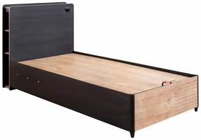 Dětská postel s úložným prostorem 100x200cm Sirius - dub černý/dub zlatý