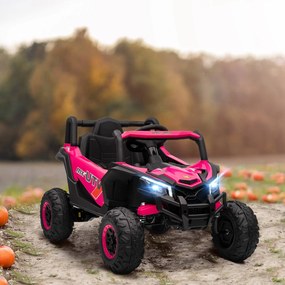 AIYAPLAY 12V elektroauto pro děti, funkce dálkového ovládání, pás, klakson, LED světla, USB port, pro 3-5 let, Růžová
