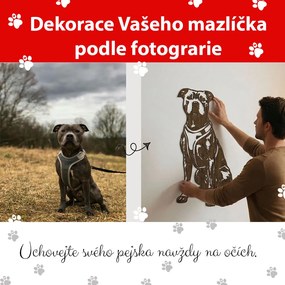 dřevo života Dřevěná dekorace pejska z vaší fotografie Zvolte barvu dekoru: Ořech, Delší strana: 60
