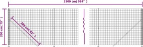 Drátěný plot s přírubami zelený 2 x 25 m 154190