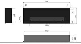 InFire - Vestavěný BIO krb 150x50 cm 4,2kW černá