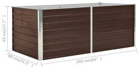 vidaXL Marketos Vyvýšený zahradní truhlík 160x80x45 cm pozinkovaná ocel hnědý