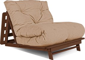 Marior Home Rozkládací futonové křeslo / pohovka Layti - 90 cm / Béžová / Ořech olejovaný