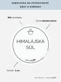 HIMALÁJSKÁ SŮL – bílá samolepka na dózu, základní písmo, 5 cm | DomaLEP