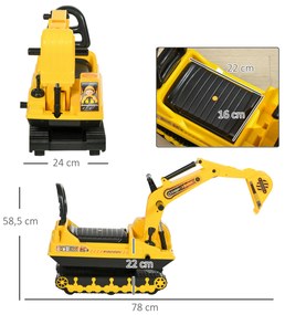HOMCOM Dětský bagr, dětská skluzavka v černé+žluté barvě, 20x15x9cm| Aosom