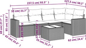 6dílná zahradní sedací souprava s poduškami béžová polyratan 3251276