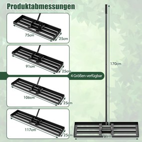 Costway Hrablo na vyrovnávání trávníku s ergonomickou rukojetí Kovové hrábě