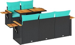 6dílná zahradní sedací souprava s poduškami černá polyratan 3327550