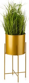 KOVOVÝ KVĚTINÁČ SE STOJÁNEM GOLDEN 55X21 CM ZLATÁ