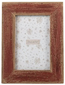 Červený antik dřevěný fotorámeček Rustic - 16*2*21 cm / 10*15 cm