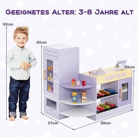 Costway Dětský obchod dřevěný obchod s bočním pultem – 89 × 57 × 80 cm