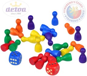 DETOA DŘEVO Figurky 25mm sada 24kusů + 2 kostky v sáčku dt14029
