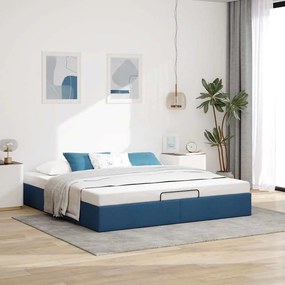 Osmanský rám postele bez matrací modrá 160x200 cm textil 3310895