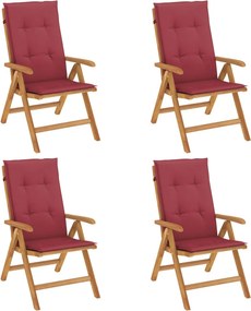 Skládací polohovací křesla s polštáři 4 ks, masivní teak 3196472