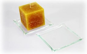 BDK-GLASS Skleněný čirý tácek pod svíčku 9x9cm - 1ks