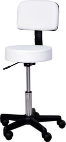 HOMCOM Otočný pracovní stolička s nastavitelnou výškou a opěradlem, otočná stolička do salonu pro masáže, umělá kůže bílá Ø35 x 72-84 cm | Aosom