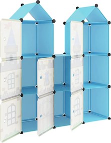Dětská modulární skříň s 8 úložnými boxy modrá PP 340583