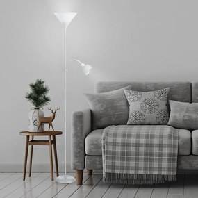 Rabalux Bílá stojací lampa Action s bílými stínidly pro žárovky E27+E14 4061