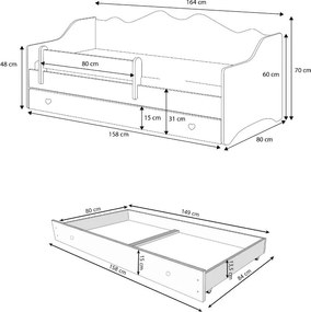 ADRK Furniture Postel s matracem EMKA Pink 160x80