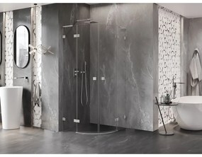 Mexen Lunar, L půlkruhový výklopný sprchový kout 90 x 90 cm, 8mm čiré sklo, ocelový profil, 833L-090L-090P-97-00