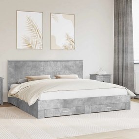 Rám postele s čelo Betonově šedá 200 x 200 cm Kompozitní dřevo 3411267