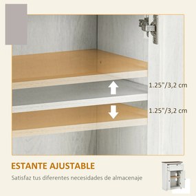 HOMCOM Skříňka do obývacího pokoje - úložný kabinet s dvojitými dveřmi, zásuvkou a nastavitelnou policí pro kuchyň nebo ložnici 60x30x87,4 cm Bílá