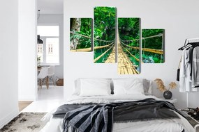 Vícedílný obraz Bambusový Most V Deštném Pralese Nedostatek Nedostatek Přírodní plátno 240x150