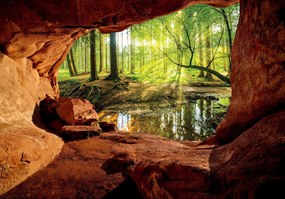Postershop Fototapeta vliesová: Jeskyně u lužního lesa - 254x184 cm