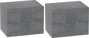 HOMCOM Sada 2 nástěnných nočních stolíků se 2 zásuvkami, noční stolky do ložnice, úsporné postranní stoly do obývacího pokoje, 40x29x30 cm, šedý ceme…