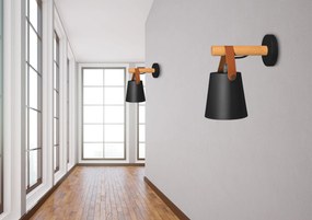 Toolight - Kovová nástěnná lampa s černým páskem 1xE27 60W APP466-1W, černá-hnědá, OSW-00902