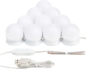 Dekorativní LED osvětlení na zrcadlo, 10 lamp, USB napájení