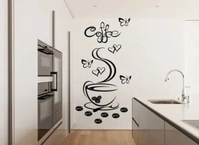 Nástěnná samolepka do kuchyně šálek horké kávy 60 x 120 cm
