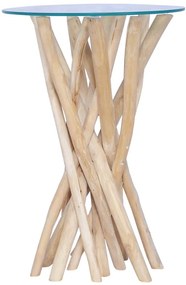 Konferenční stolek skleněná deska 35 x 35 x 50 cm masivní teak 288813