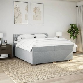 Box spring postel s matrací světle šedá 200 x 200 cm textil 3288302