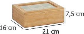 Bambusový čajový box v pytlích - 6 přihrádek, ZELLER