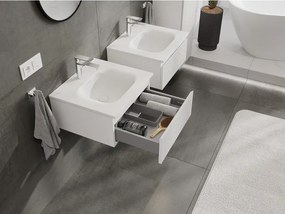 Mexen Rivel, koupelnová skříňka 50 cm s umyvadlem Vela, 1 zásuvka, drážkovaná, bílá matná, 91A20-05023-1-BF01-W23M01