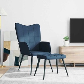 Relaxační židle se stoličkou modrá textil 327956