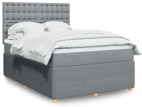 Box spring postel s matrací světle šedá 140 x 190 cm textil