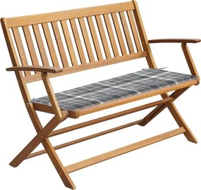 vidaXL Zahradní lavice s poduškou 120 cm masivní akáciové dřevo [3064243] Barva: Vzor šedá kostka