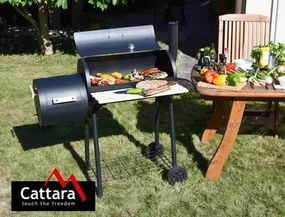Cattara Gril na dřevěné uhlí SMOKIE s udírnou / Rošt: 61 x 30 cm