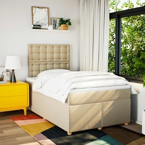 Box spring postel s matrací krémová 120x200 cm textil 3291266