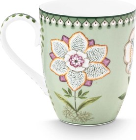 Pip Studio Lily &amp; Lotus hrnek 350ml, zelený (Porcelánový hrnek)