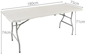 Malatec Skládací stůl půlený 180 cm - bílý, 2467