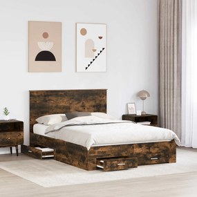 Rám postele s čelo Kouřový dub 140 x 190 cm Kompozitní dřevo 3411309