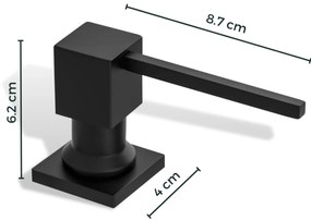 Sink Quality Quatro, dávkovač saponátu pro kuchyňský dřez 400ml, černá matná, SKQ-DOK-BK
