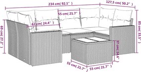 7dílná zahradní sedací souprava s poduškami černá polyratan 3218705