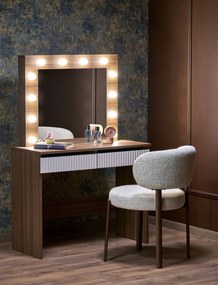 Toaletní stolek HOLLYWOOD s LED osvětlením 94 cm kašmírový/ořech