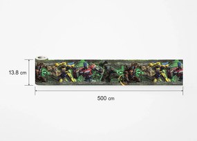 Dětská samolepící bordura na zeď Transformers Útok | 5 m x 13.8 cm | DWBD8037