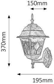Rabalux Venkovní nástěnná lampa Monaco max. 60W | E27 |  IP43 - antická zlatá, 8182