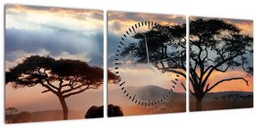 Obraz - Národní park Serengeti, Tanzánie, Afrika (s hodinami) (90x30 cm)